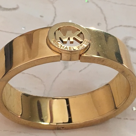 Michael Kors | Jewelry | Michael Kors Mk Logo Gold Tone Bangle Bracelet ...